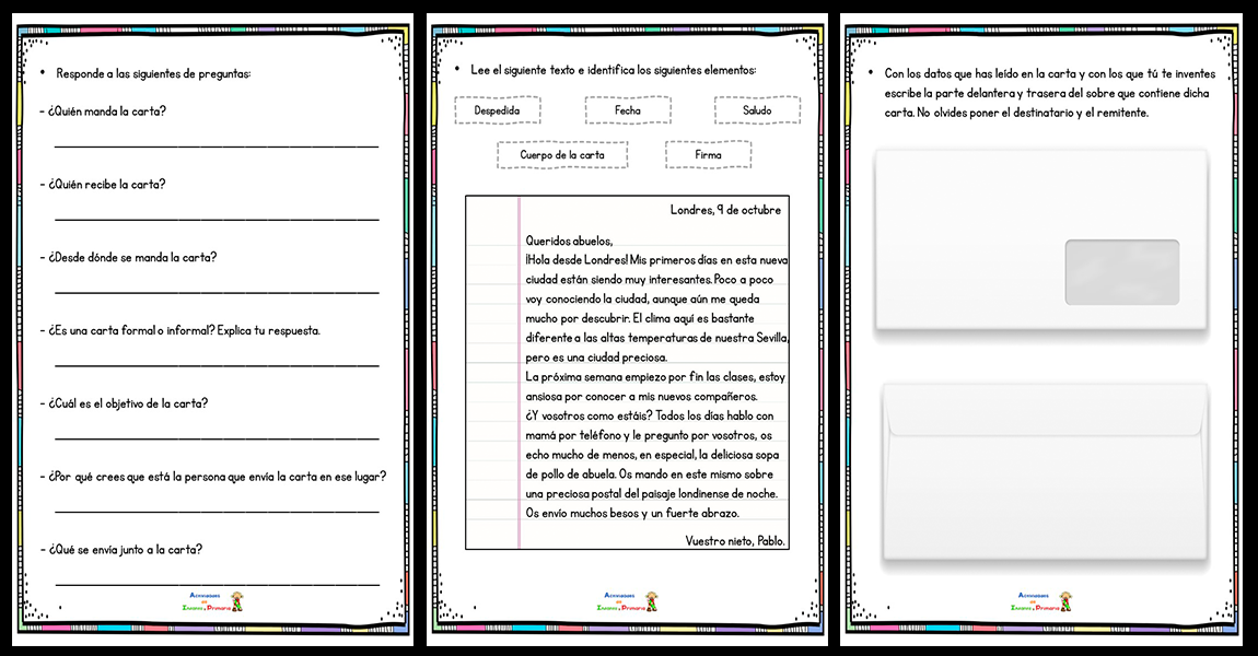 Ejercicio de comprensión lectora a través de una carta informal ...