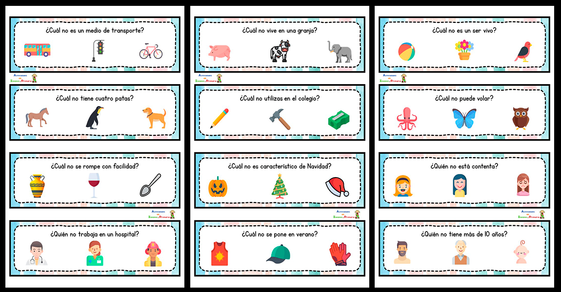 Comprensión de preguntas negativas - Actividades de infantil y primaria