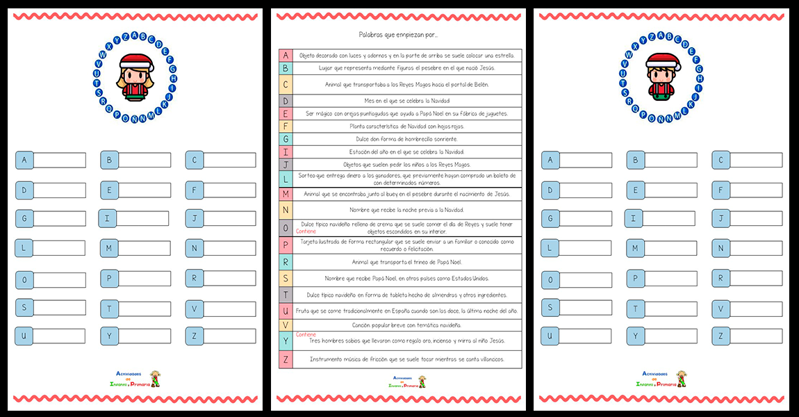 Juego de pasapalabra con vocabulario de Navidad - Actividades de ...