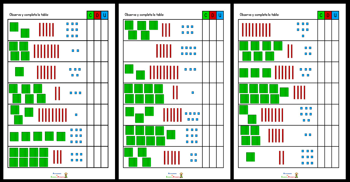 Descomposición numérica en placas, barras y cubos - Actividades de ...