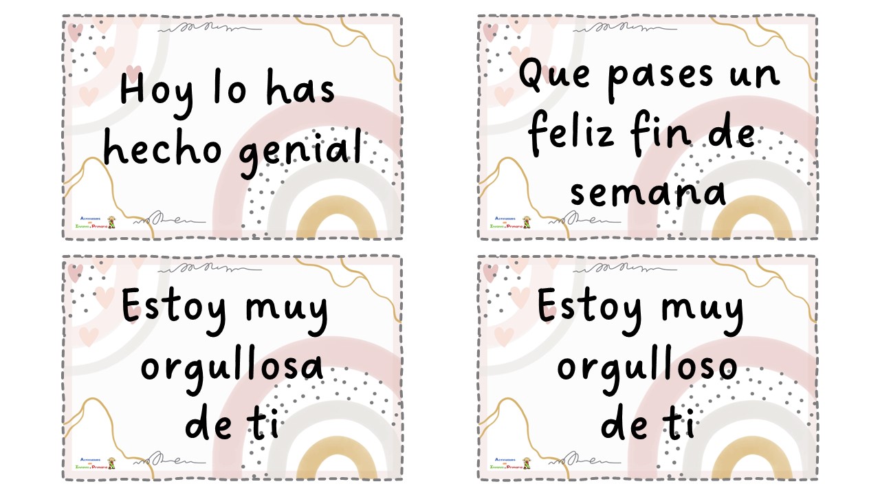 Preciosas tarjetas con bonitos mensajes para entregar a tus alumnos a ...