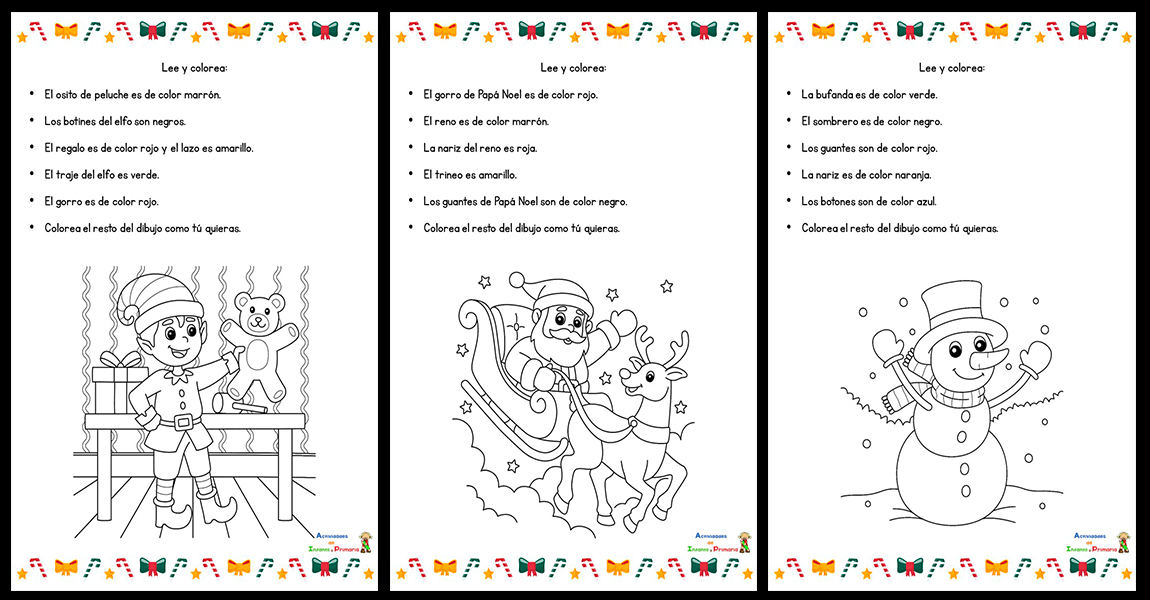 Colorear dibujos de Navidad siguiendo instrucciones escritas ...