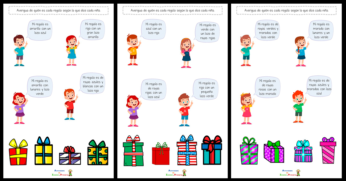 Divertida actividad de comprensión lectora: ¿De quién es cada regalo ...
