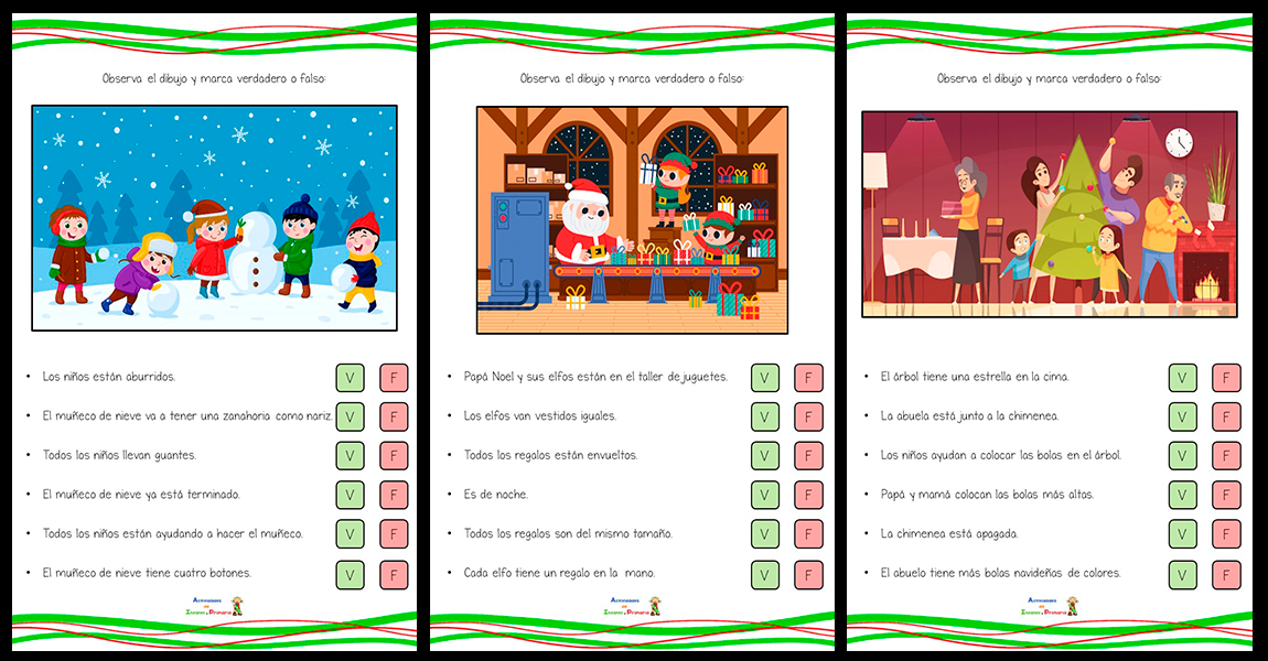 Frases cortas con dibujos de Navidad: Verdadero o falso - Actividades ...