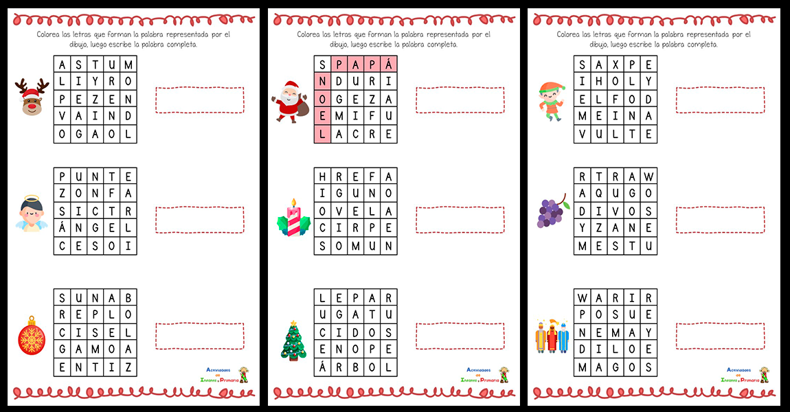 Sopas De Letras Navideñas Para Imprimir