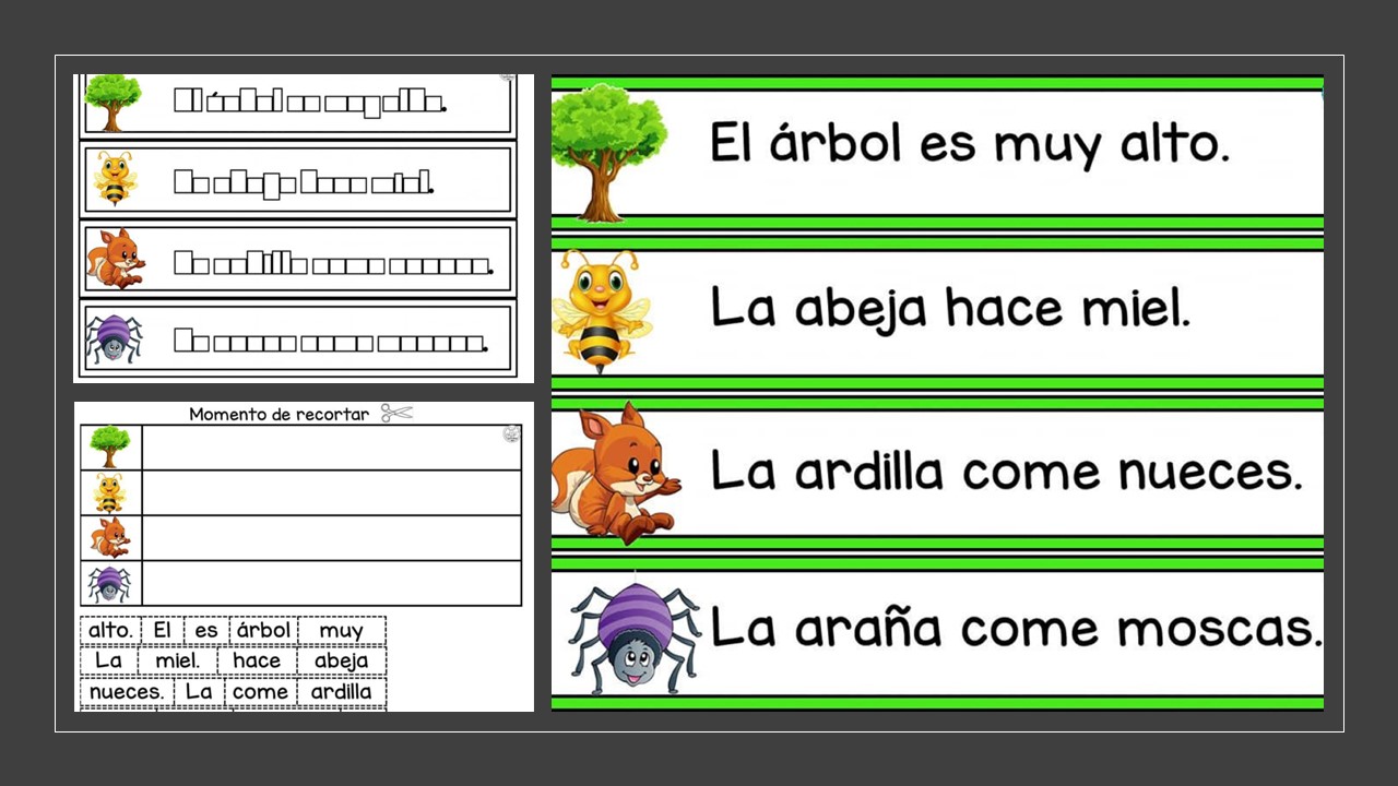 Fichas para formar oraciones: Recorta, pega y escribe - Actividades de ...