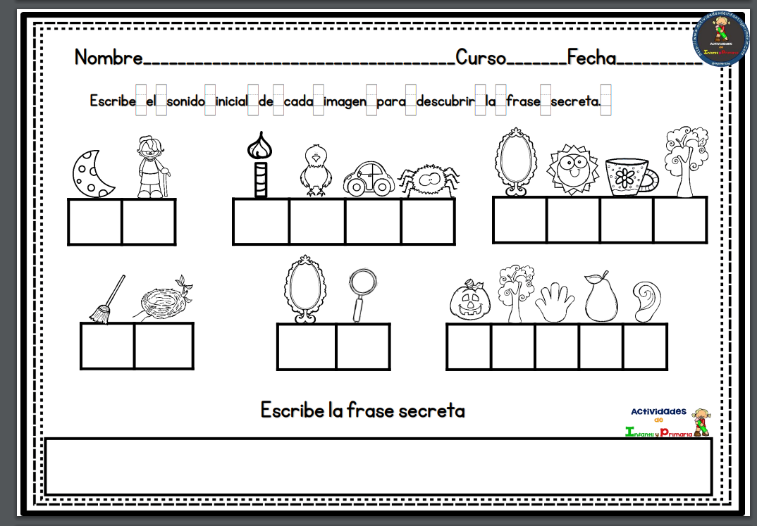 Juego de conciencia fonológica: Descubre la frase oculta - Actividades ...