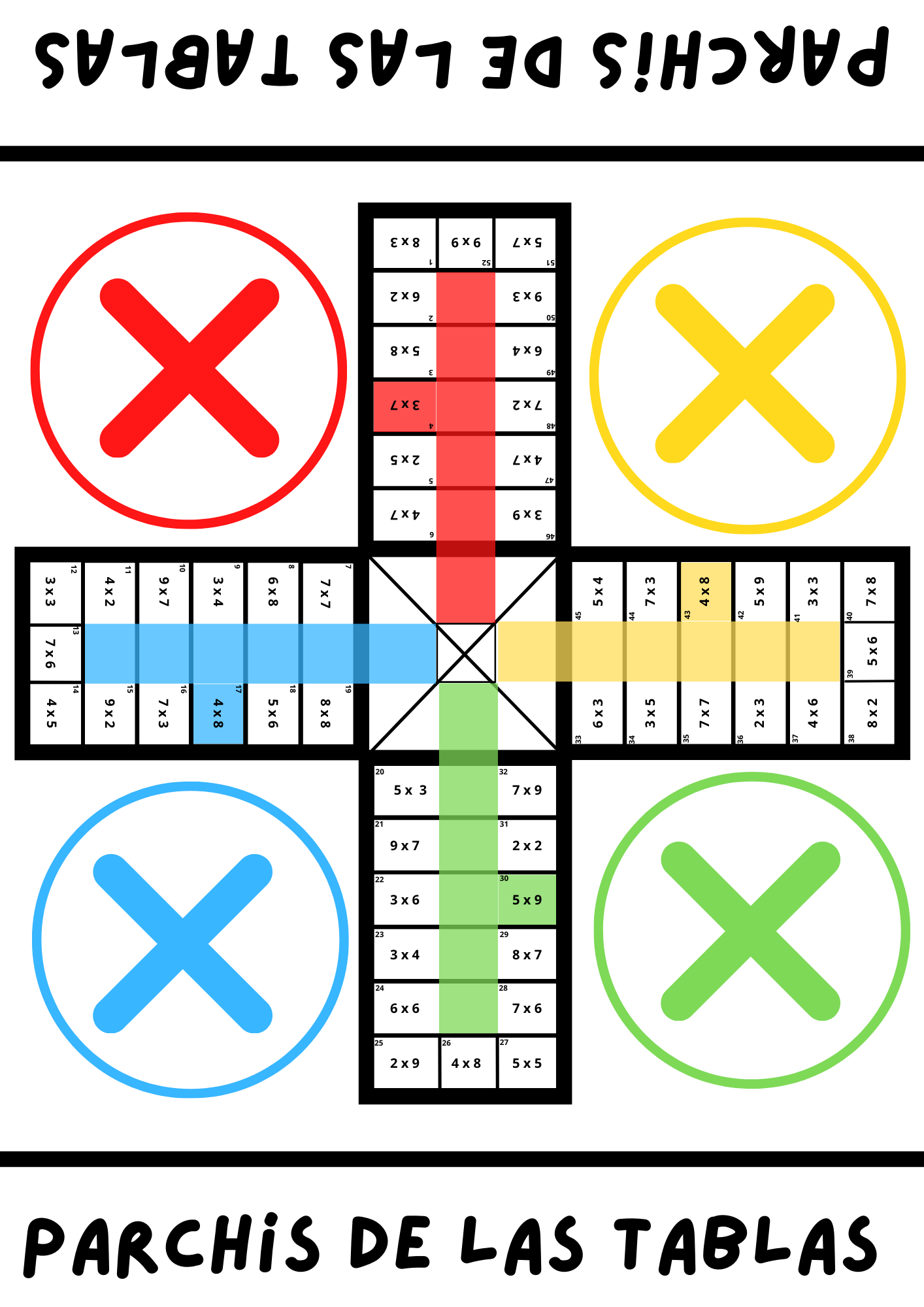 Parchís de las tablas de multiplicar juego de mesa