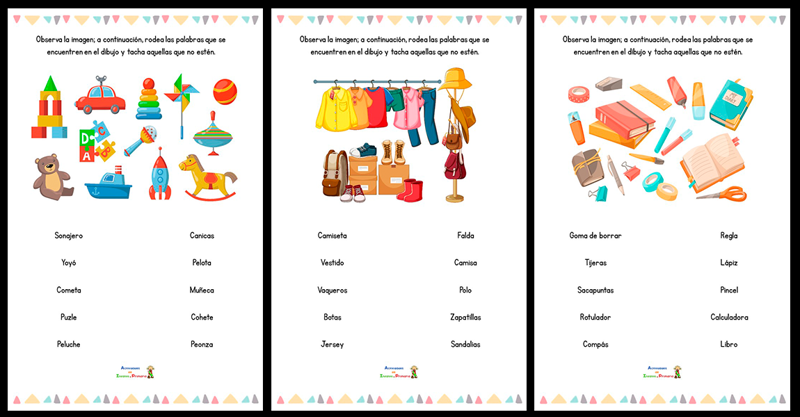 Lectura rápida de palabras y atención - Actividades de infantil y primaria