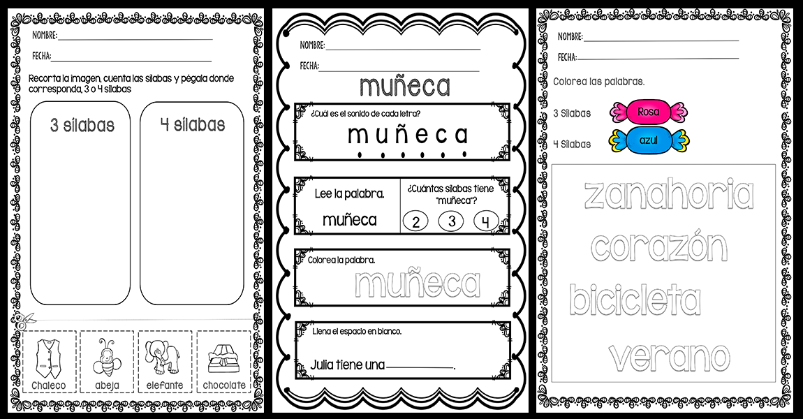 Cuadernillo de fichas para trabajar la conciencia silábica ...