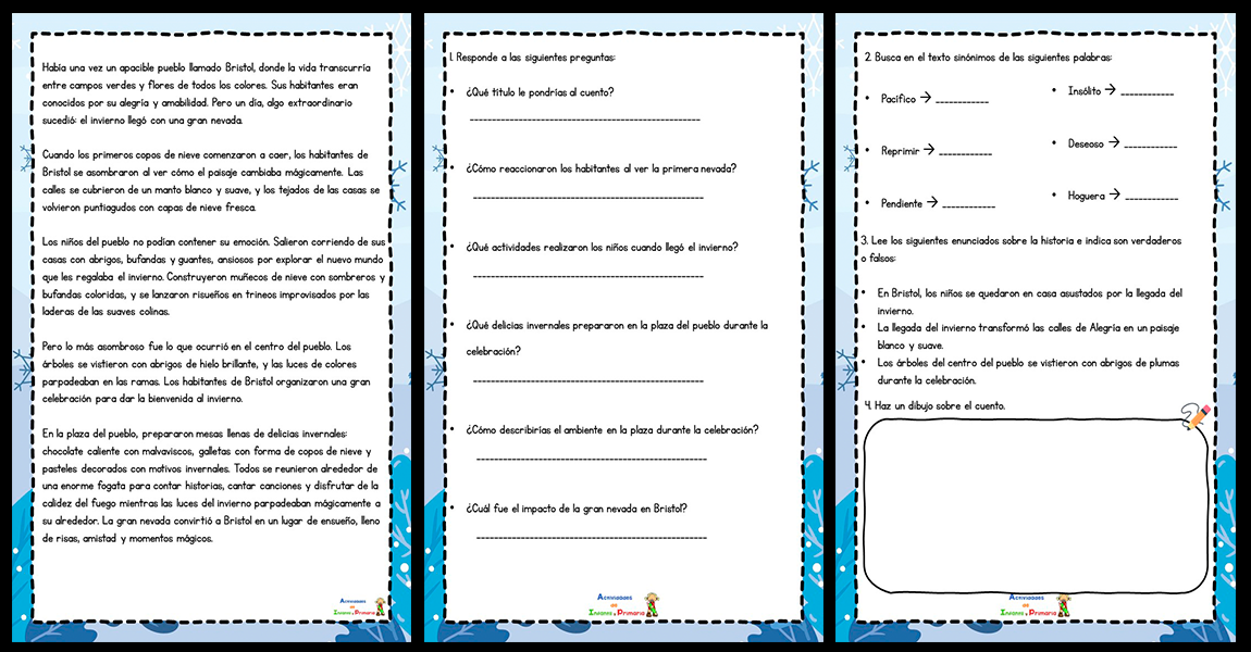 Precioso cuento de invierno para trabajar la comprensión lectora ...