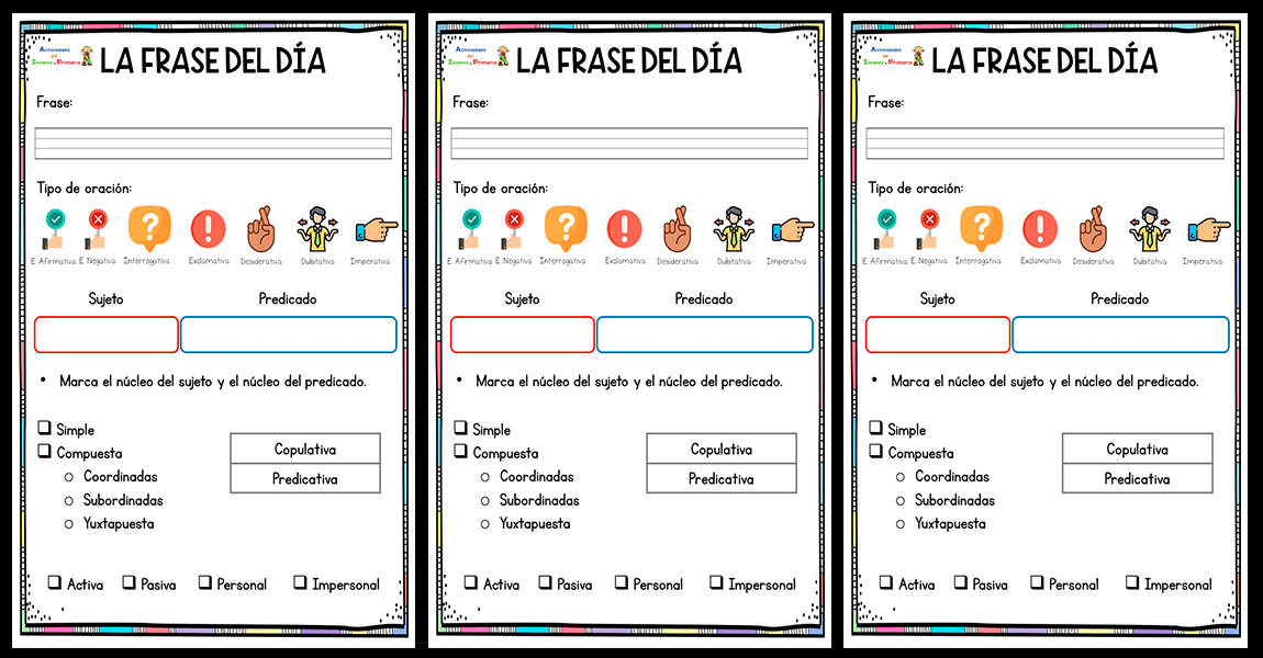 Plantilla "La frase del día" - Actividades de infantil y primaria
