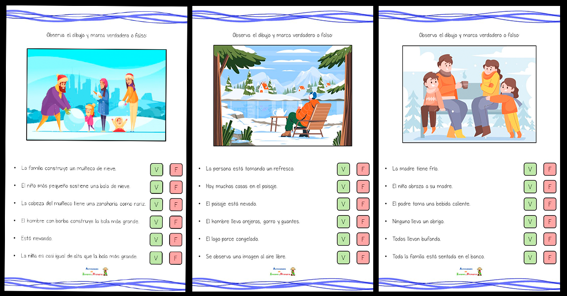 Dibujos de invierno con frases cortas: Verdadero o falso - Actividades ...