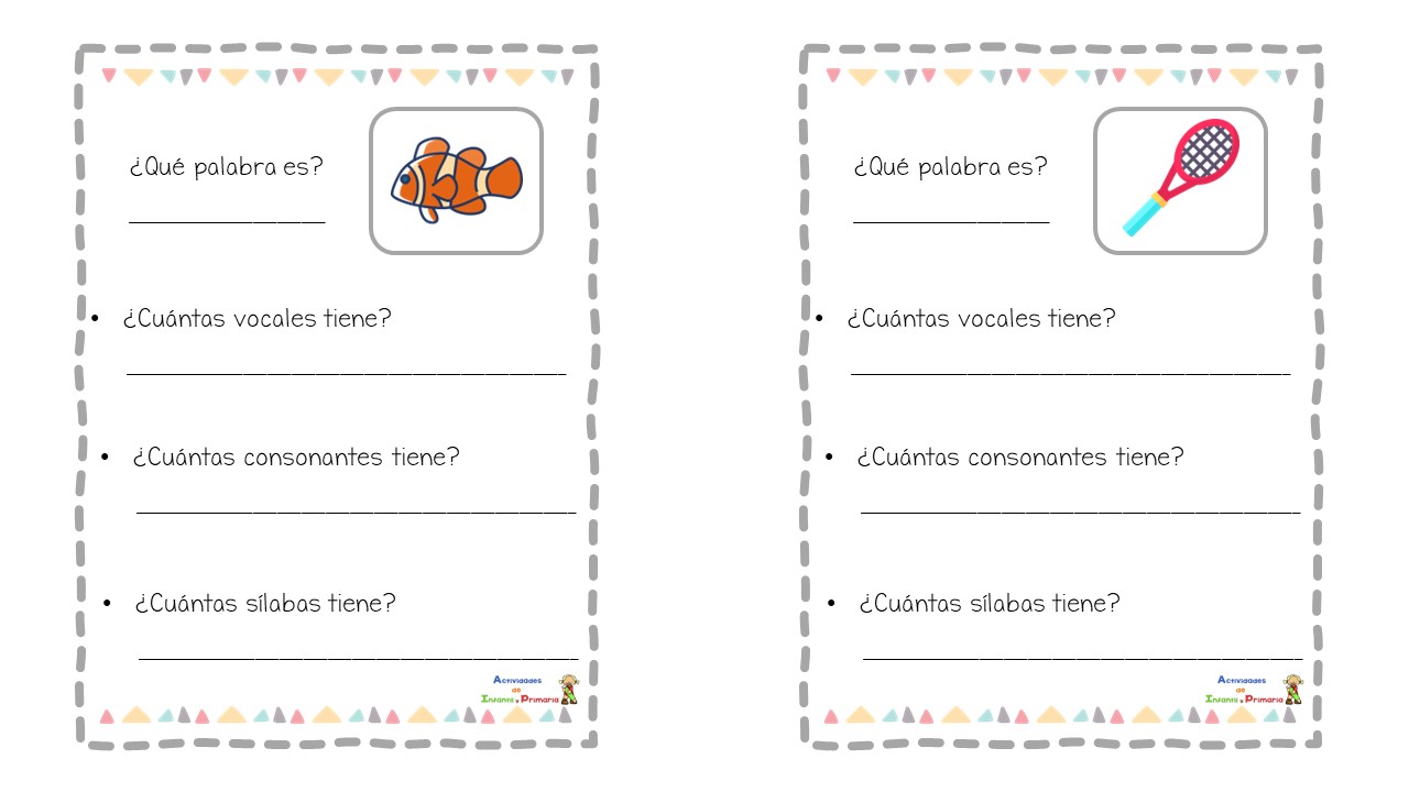 Tarjetitas para identificar las letras y sílabas de una palabra ...