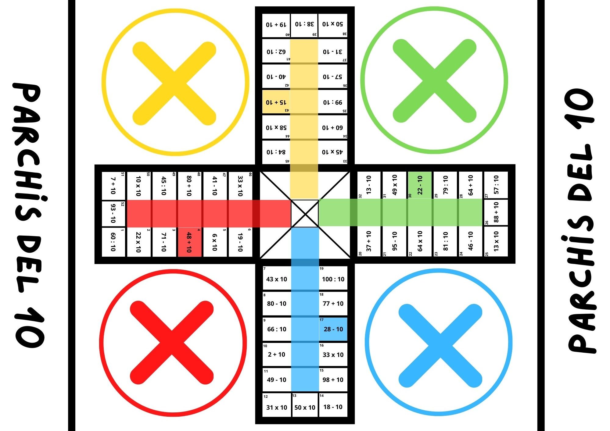 El parchís del 10: Sumas, restas, multiplicaciones y divisiones ...