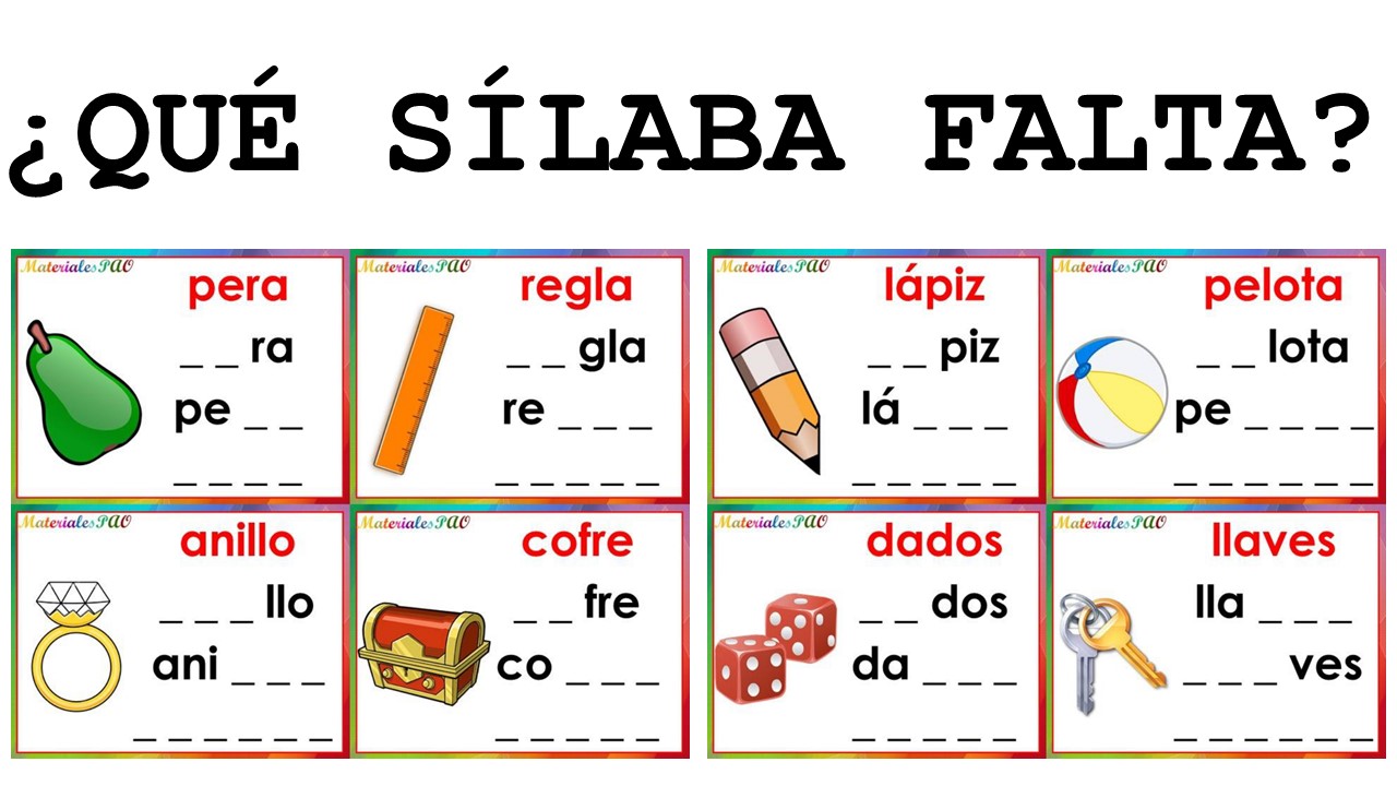 Lectoescritura: ¿Qué sílaba falta? - Actividades de infantil y primaria