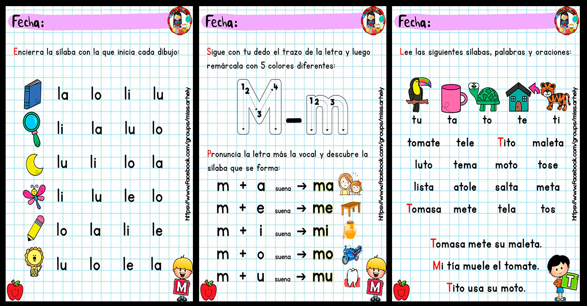 Cuaderno de actividades: Sílabas directas del primer grupo consonántico ( m - l - p - s- t ...