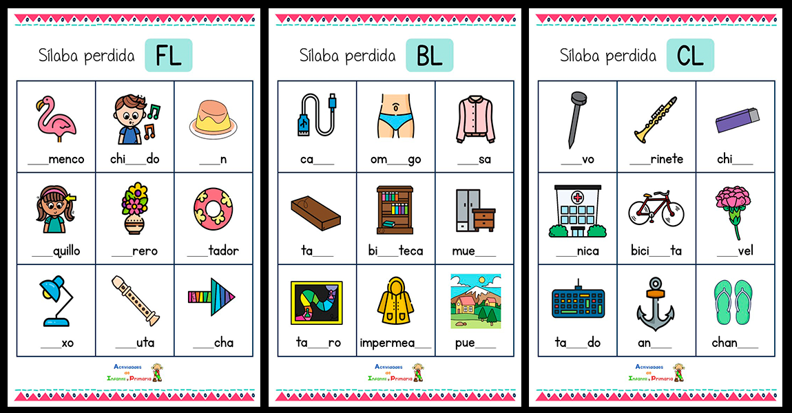 Fichas de lectoescritura: Sílaba trabada perdida con «L» - Actividades ...