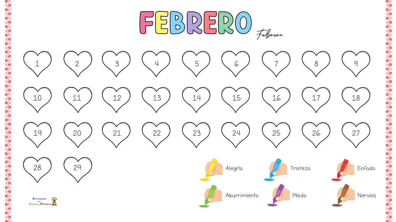 El calendario de mis emociones, febrero 2024 - Actividades de infantil ...