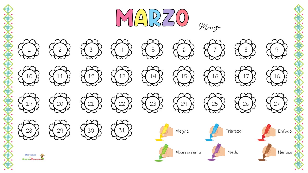 El calendario de mis emociones, marzo 2024 - Actividades de infantil y ...