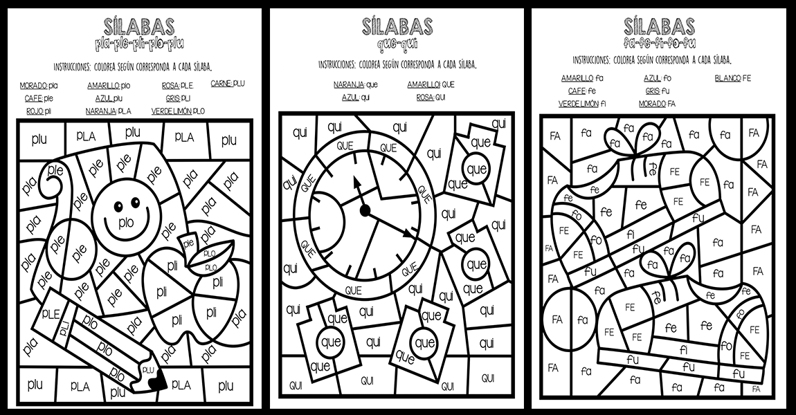 Dibujos para colorear según las sílabas - Actividades de infantil y ...
