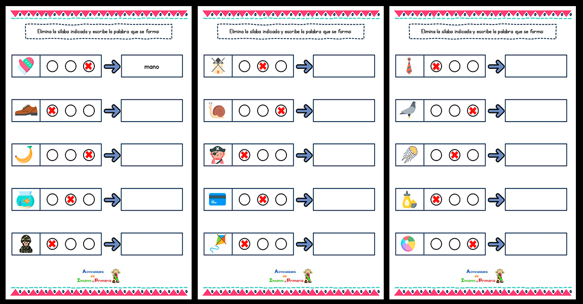 Habilidades fonológicas: Quitamos sílabas para formar palabras nuevas ...