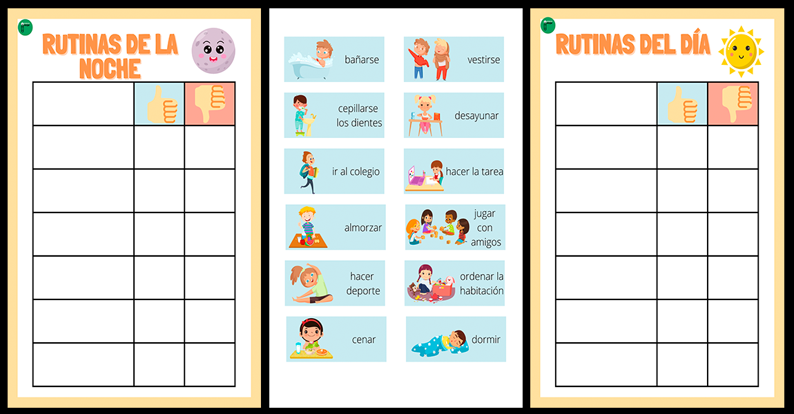 Planificador Imprimibles Rutinas Actividades De Dia Y De Noche Para