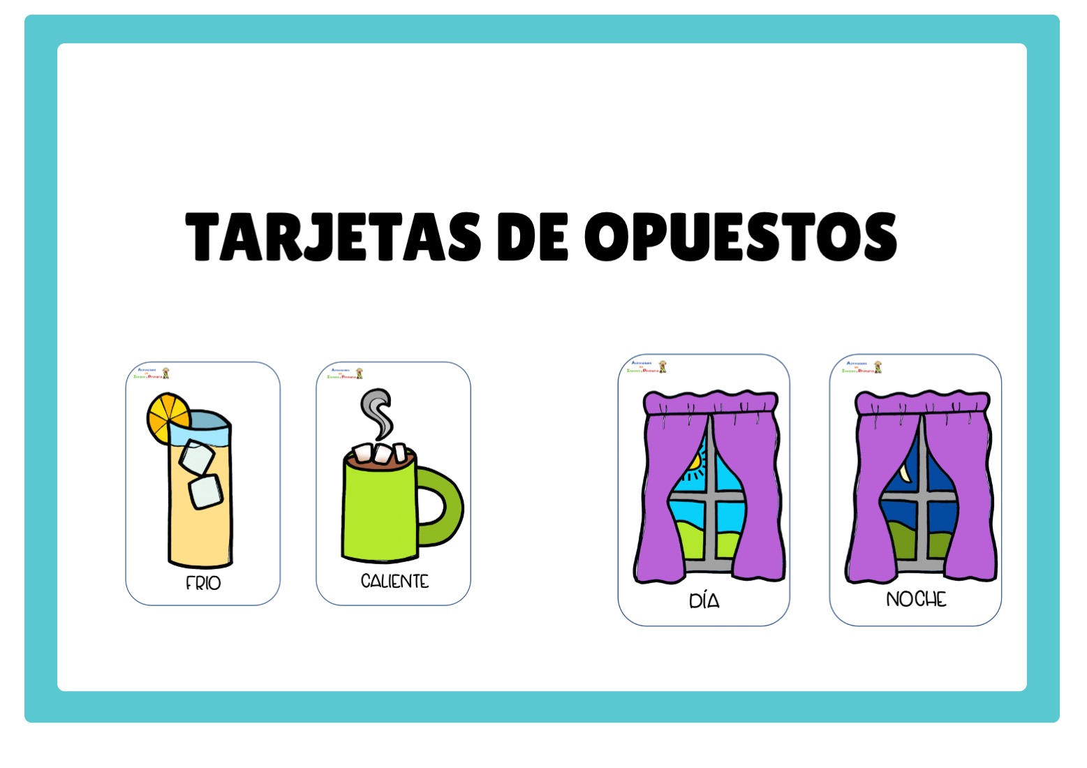 25 Divertidas tarjetas de opuestos O antónimos1