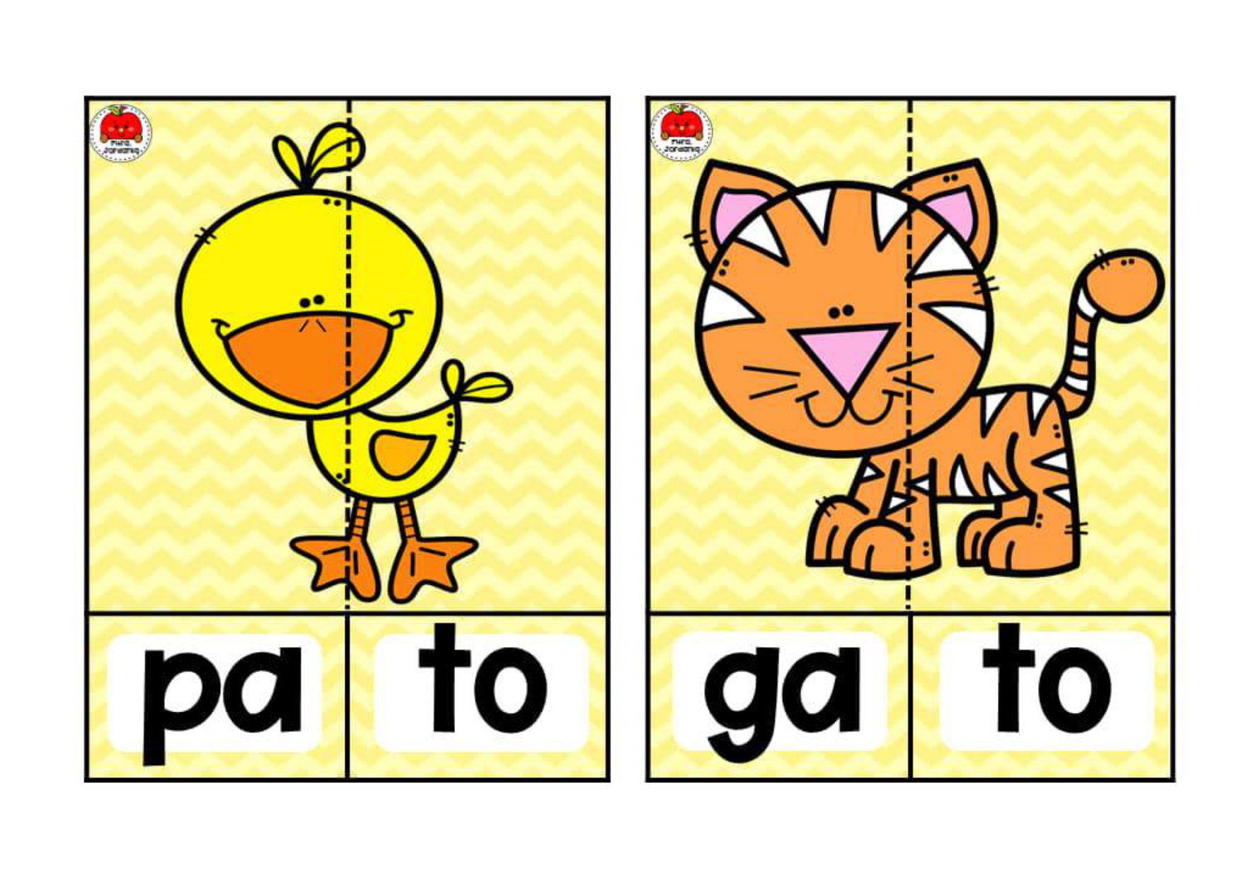 Conciencia fonológica, bonitos puzzles de palabras bisílabas ...