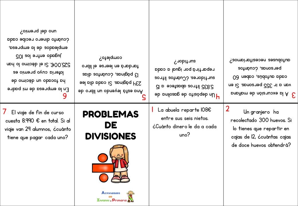 Minilibro de problemas de divisiones - Actividades de infantil y primaria