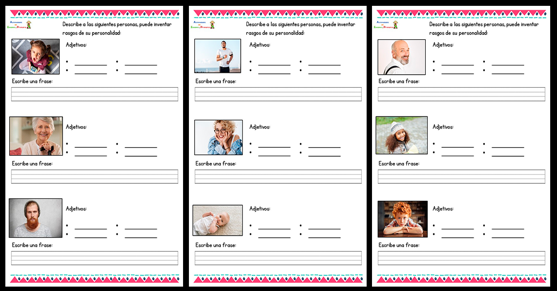 Fichas para describir a personas - Actividades de infantil y primaria