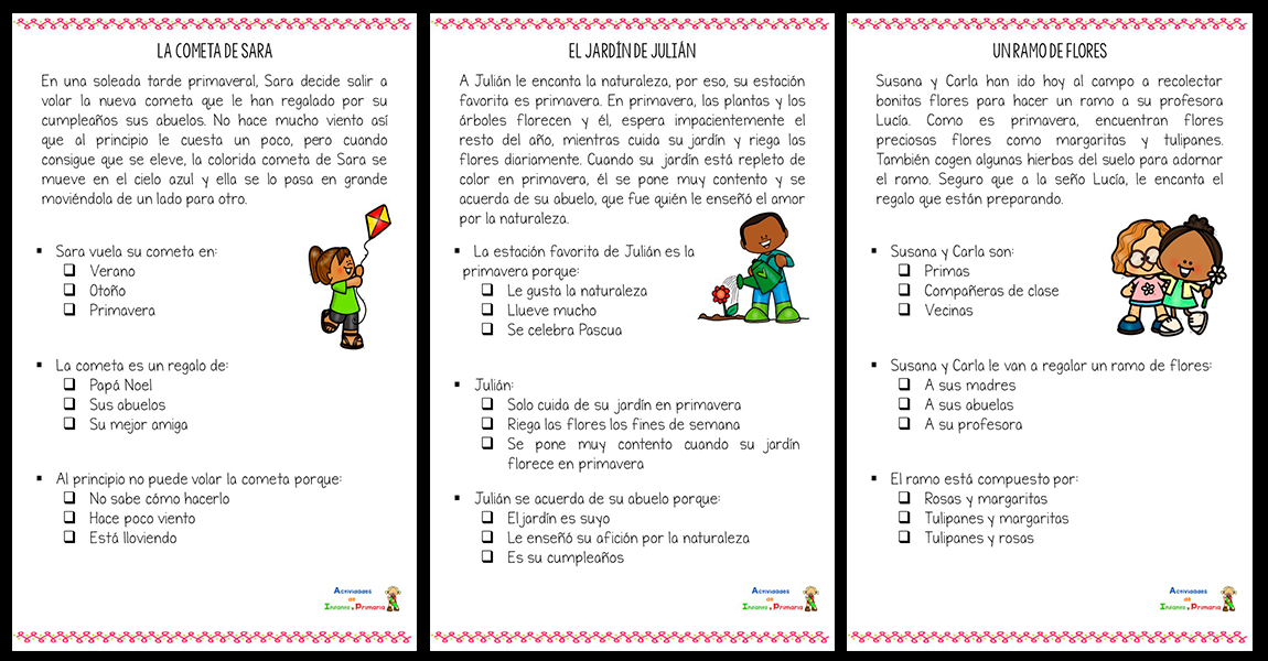 Mini lecturas con temática primaveral para trabajar la comprensión ...