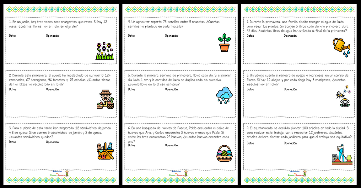 Divertidos problemas matemáticos primaverales - Actividades de infantil ...