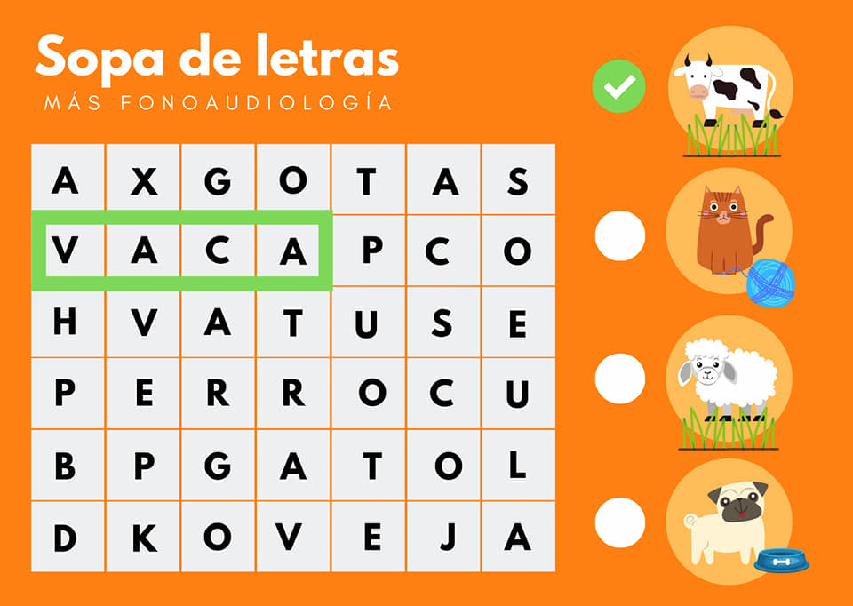 Divertidas sopas de letras vocabulario fácil con dibujitos ...