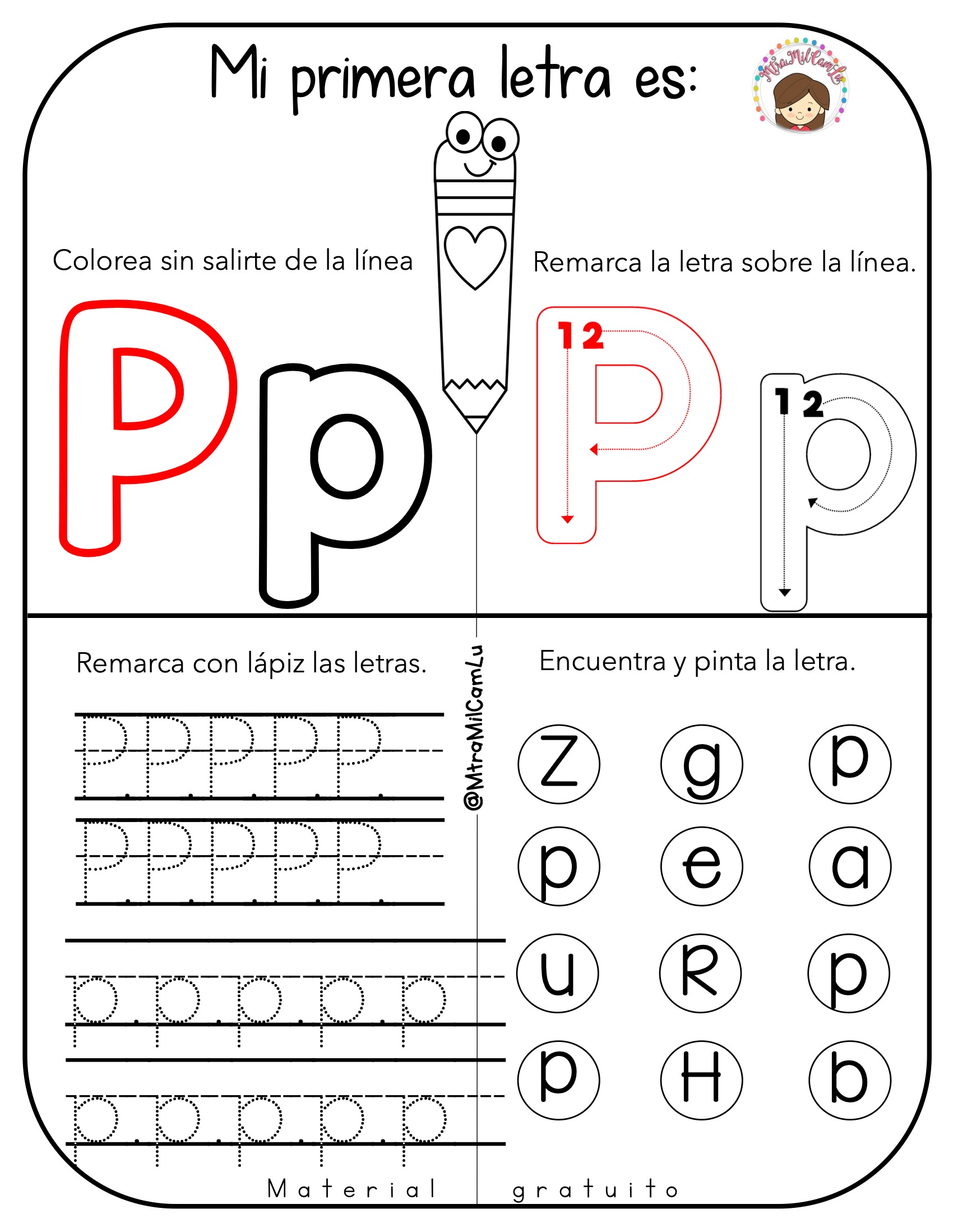 Cuadernillo de grafomotricidad en infantil, mi primero letra 17