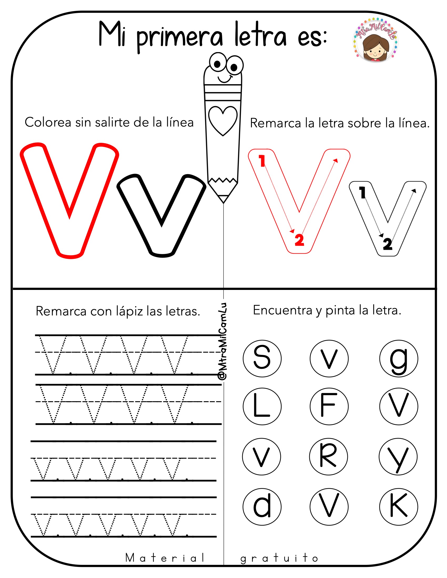 Cuadernillo de grafomotricidad en infantil, mi primero letra 23