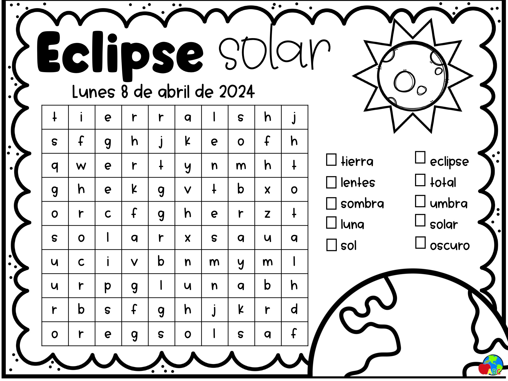 Cuadernito eclipse solar 2024 infantil y primaria 2