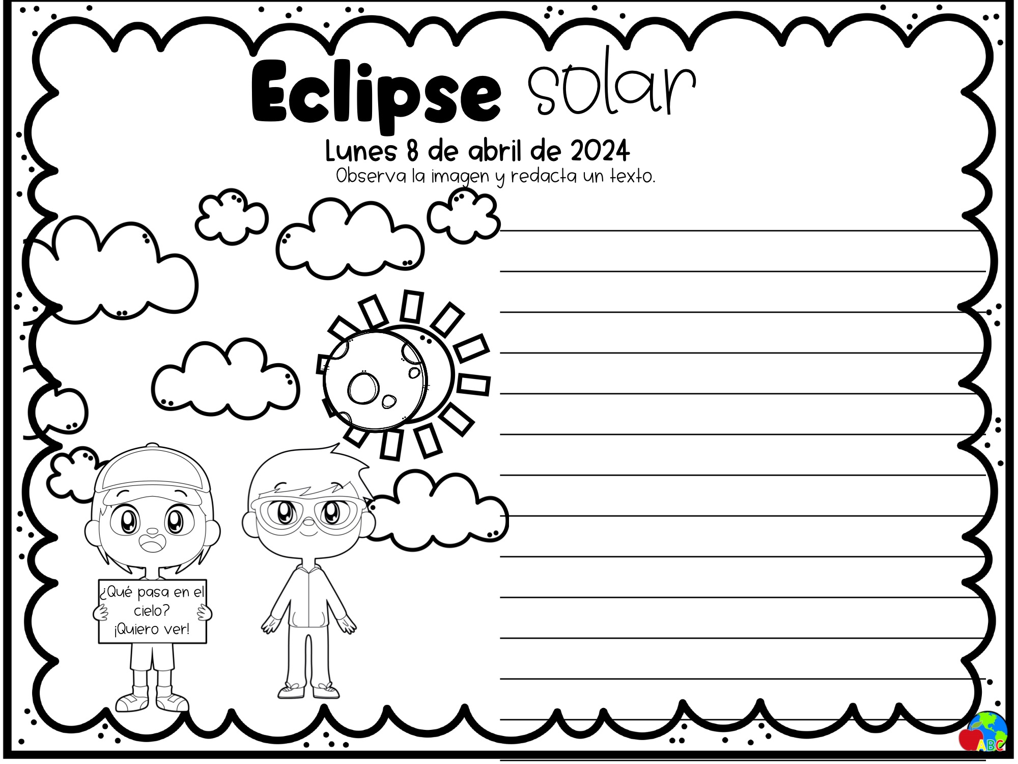 Cuadernito eclipse solar 2024 infantil y primaria 4