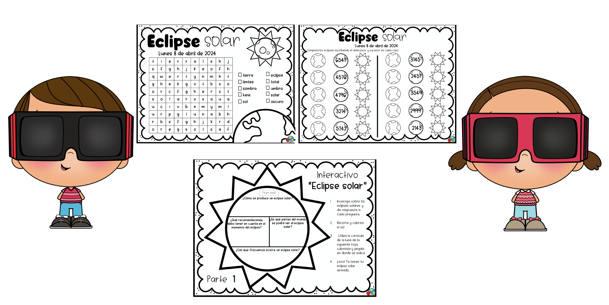 Cuadernito eclipse solar 2024 infantil y primaria DESTACADA