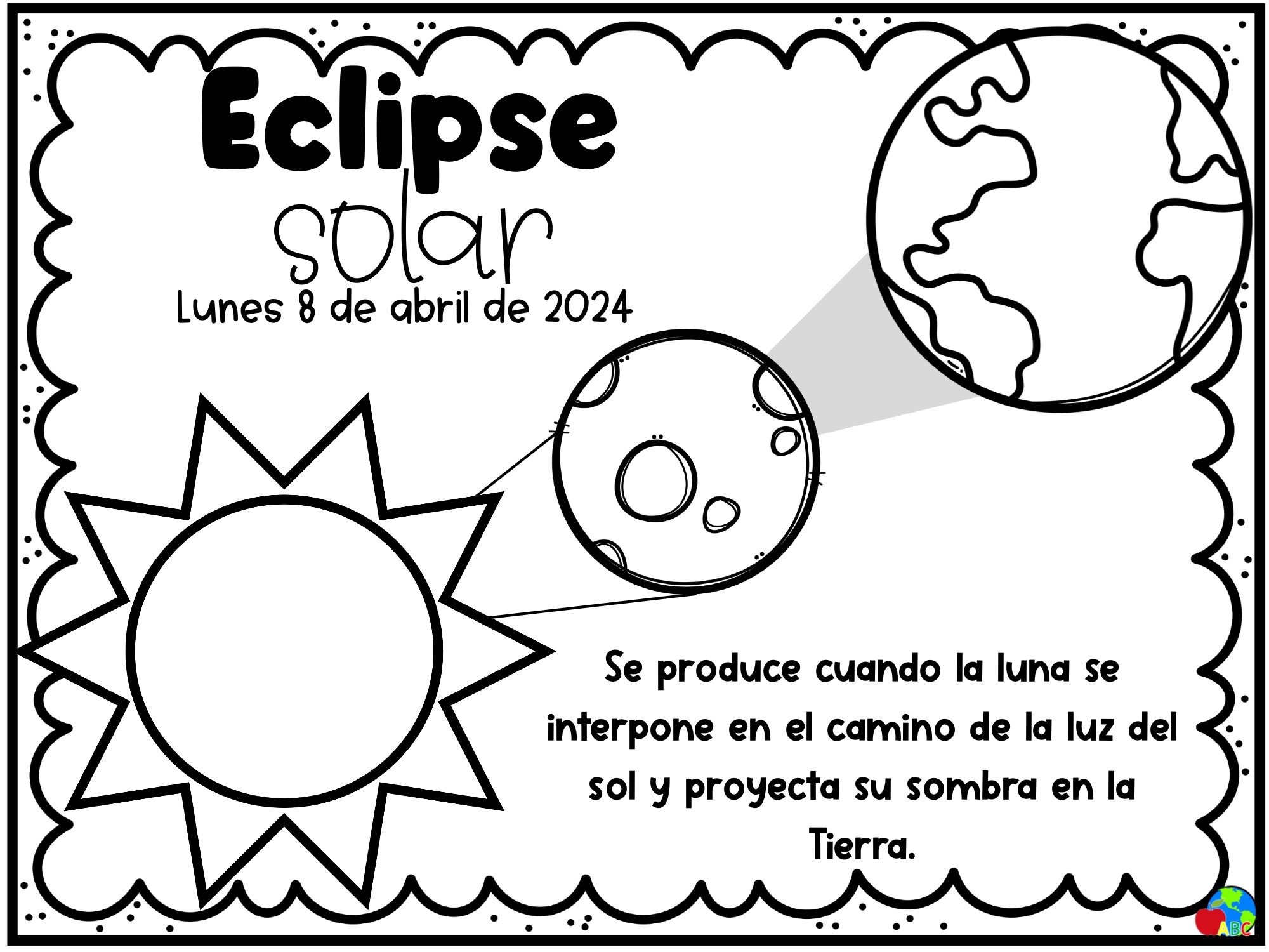 Cuadernito eclipse solar 2024 infantil y primaria
