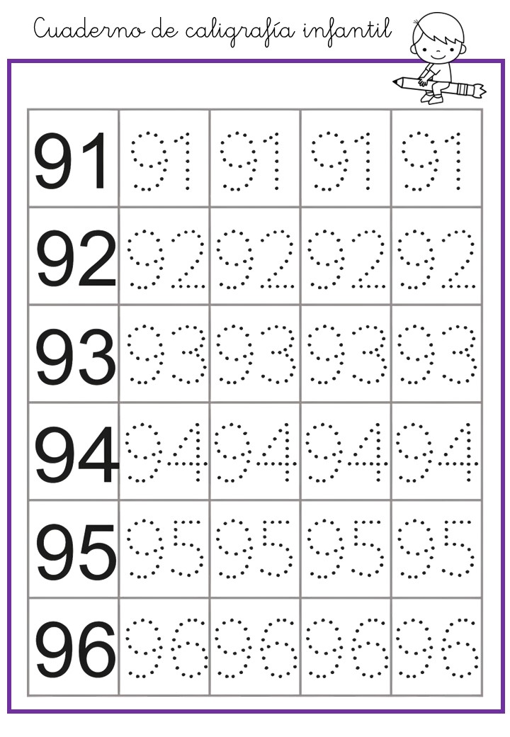 Cuaderno de Caligrafía de todos los números del 1 al 100 (16)