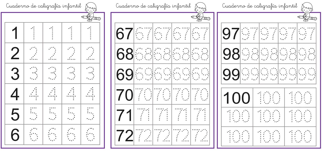 Cuaderno de Caligrafía de todos los números del 1 al 100 - Actividades ...