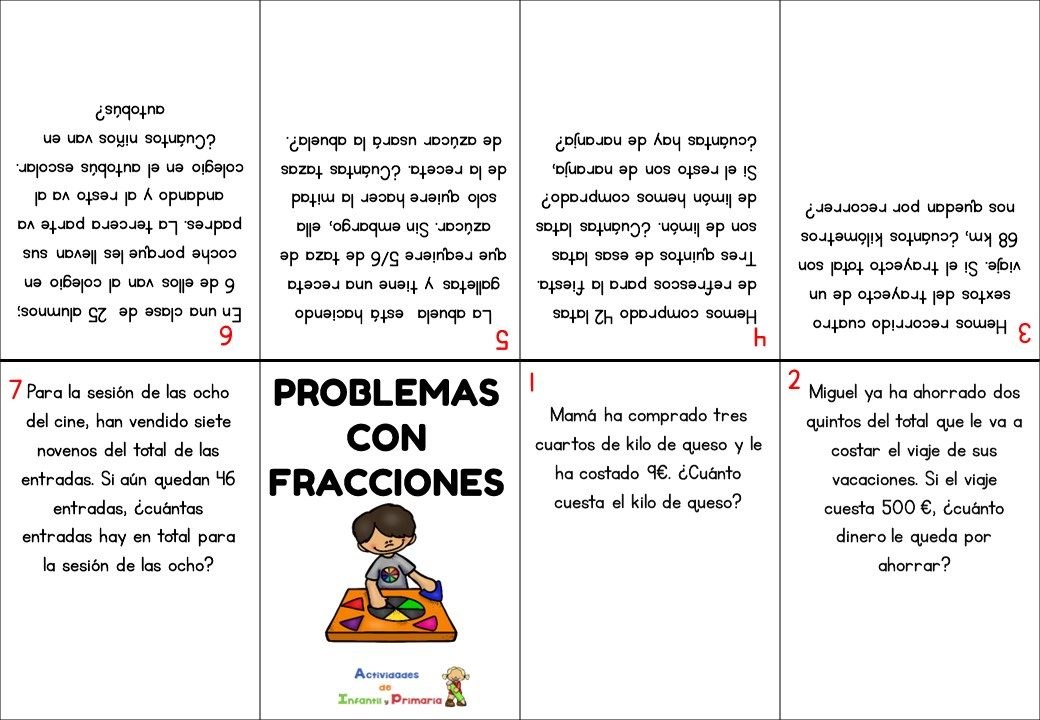 Minilibro de problemas matemáticos con fracciones - Actividades de ...