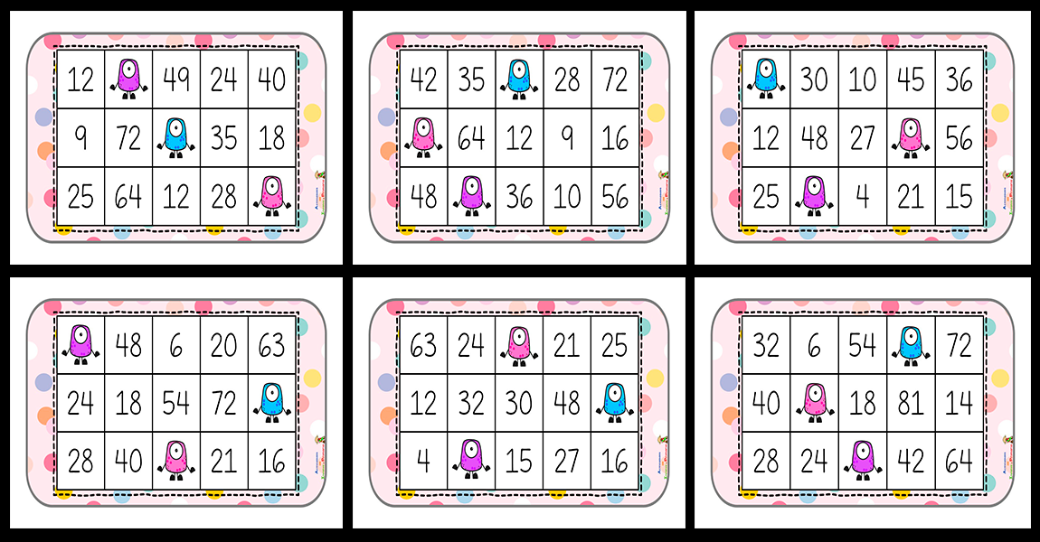 El bingo de las tablas de multiplicar, cartones para jugar ...