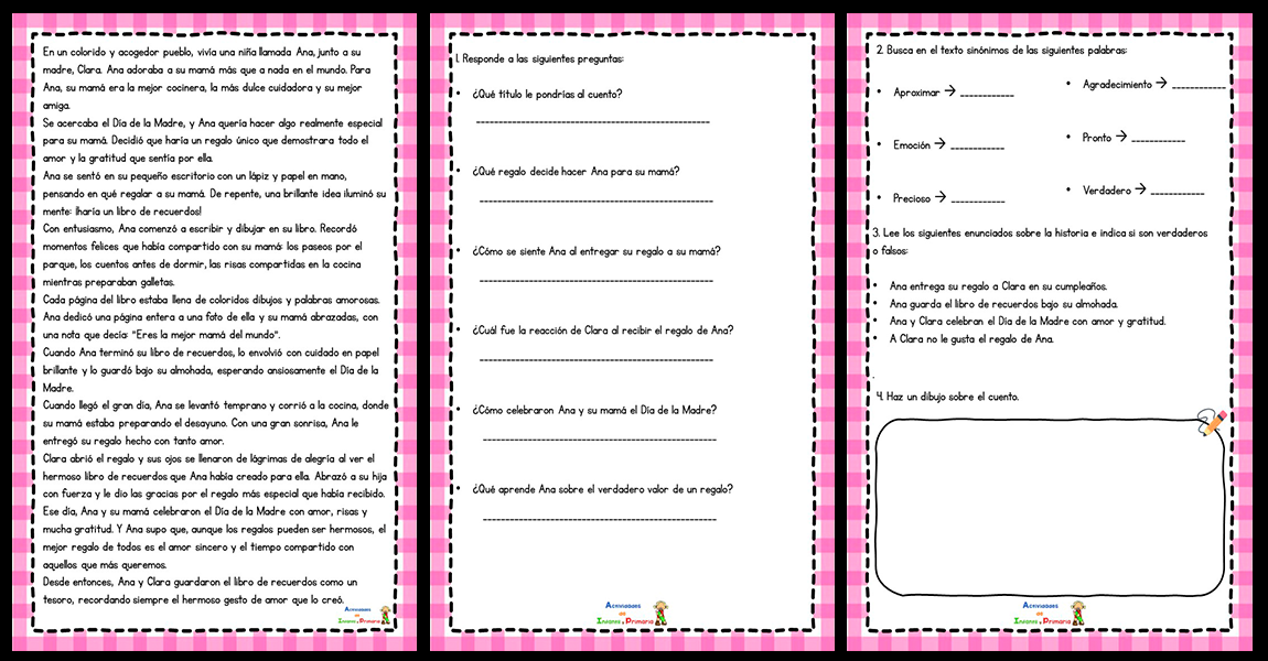 portada comprension cuento dia de la madre