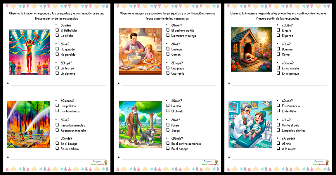 Comprensión lectora con imágenes a partir de preguntas: ¿Quién?, ¿Qué ...