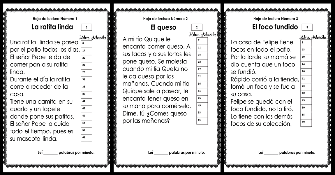 Hojas de control de lectura: Registro de palabras por minuto ...