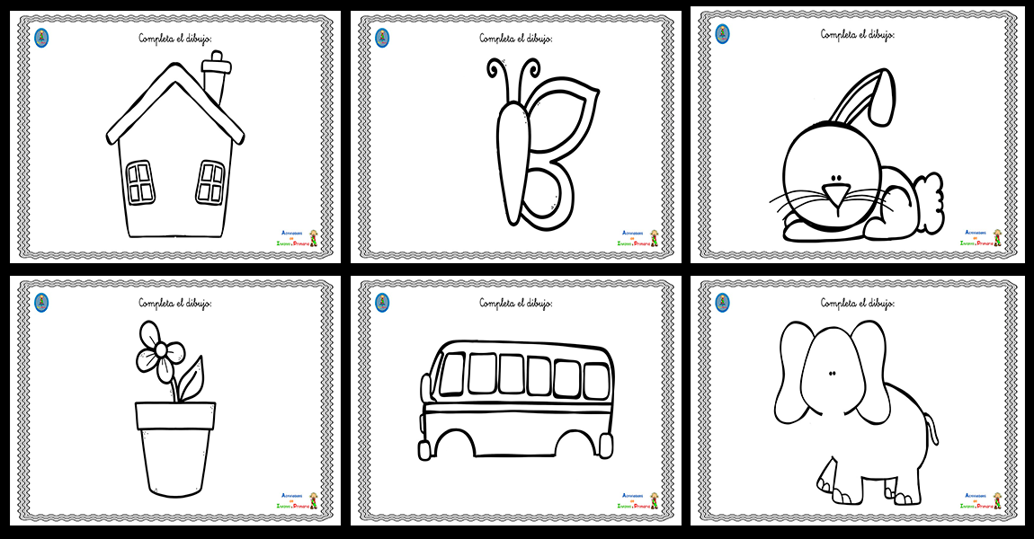 Dibujos incompletos para trabajar la atención: Completa el dibujo y ...