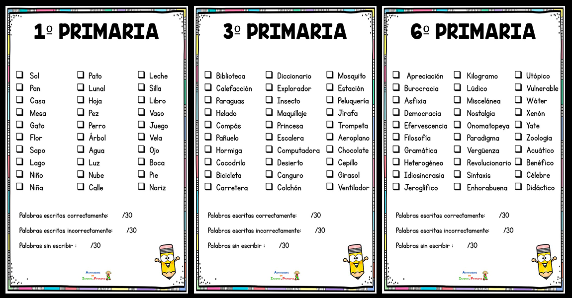 Palabras De Ortografía De 3er Grado