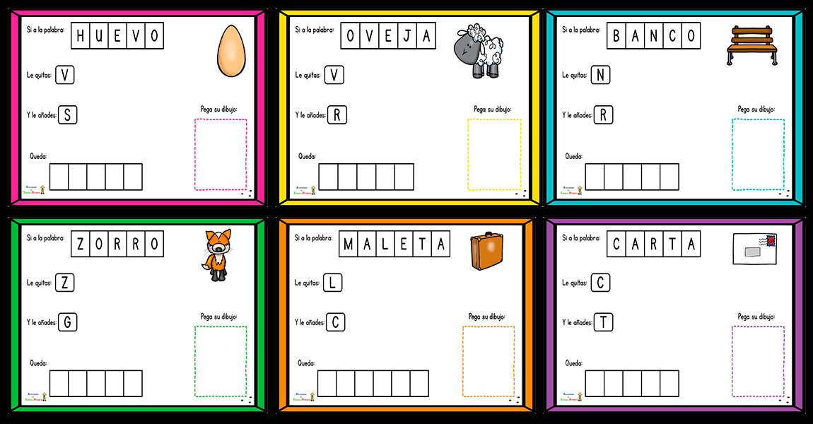 Plantillas para formar palabras nuevas cambiando sus letras ...